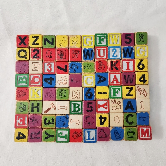 Vintage | Toys | Vintage Lot Of 8 Wood Alphabet Building Blocks ...